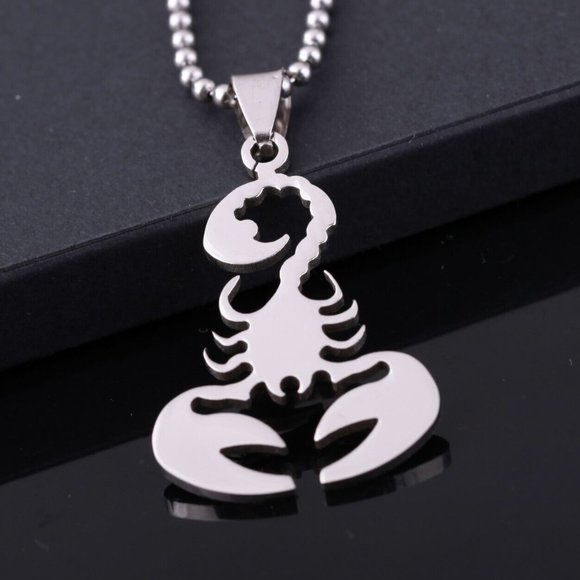Accessories | Mens Silver Stainless Steel Smooth Scorpion Pendant Ball ...